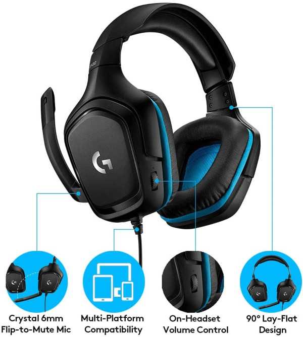Slusalice sa mikrofonom Logitech G432 Black Blue 981-000770